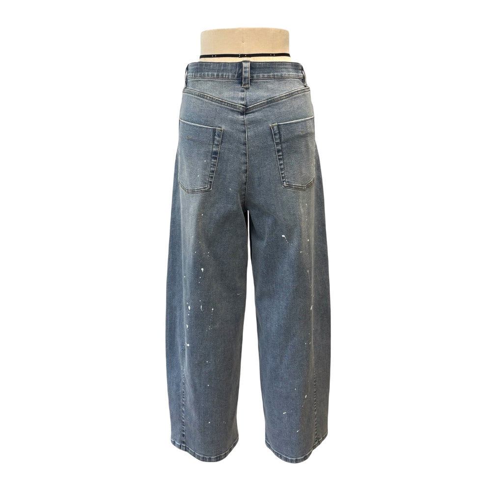 【ayane】ペイント加工バレルレッグデニムパンツ/826543